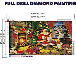 GESOON Christmas Large Diamond Painting Kits for Adults Beginner,5D DIY Diamond Art Paint with Santa and Gift List Round Full Drill for Home Wall Decor Gift 28x16 inch Red