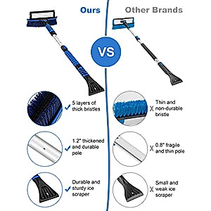 anngrowy 41" Ice Scraper Snow Brush for Car Snow Scraper and Brush Snow Broom Windshield Scraper Car Snow Removal Equipment Snow Cleaner for Car Squeegee Extendable Long Snow Brush Broom for SUV Truck
