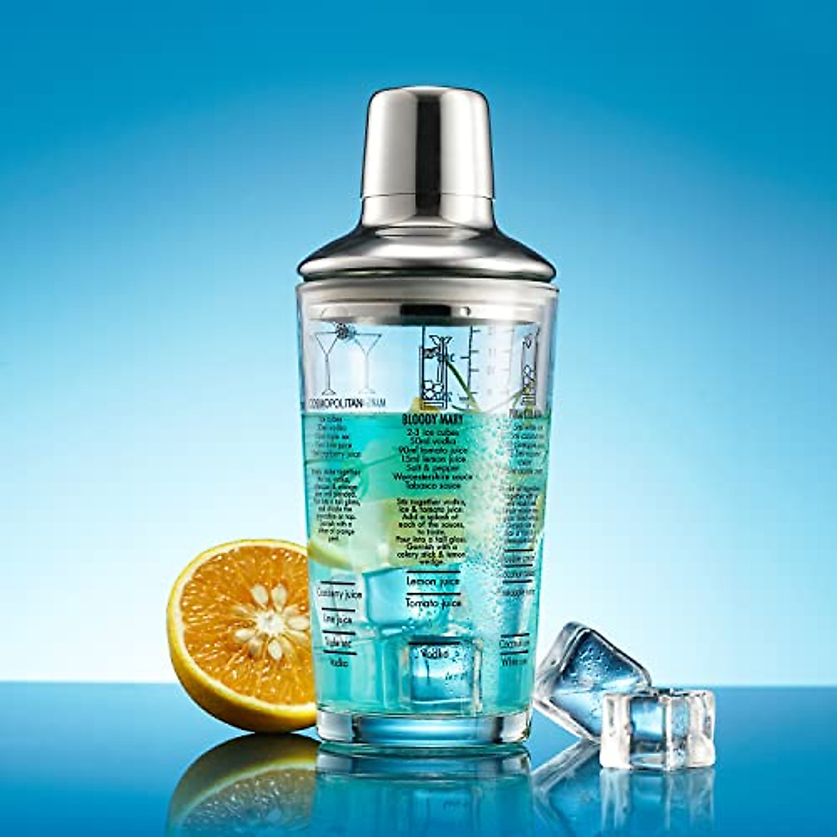 Sanlan cocktail shaker, 12oz Martini Recipes Measured Mixing Glass and Stainless Steel Top shakers bartending, Best Gift for Beginner