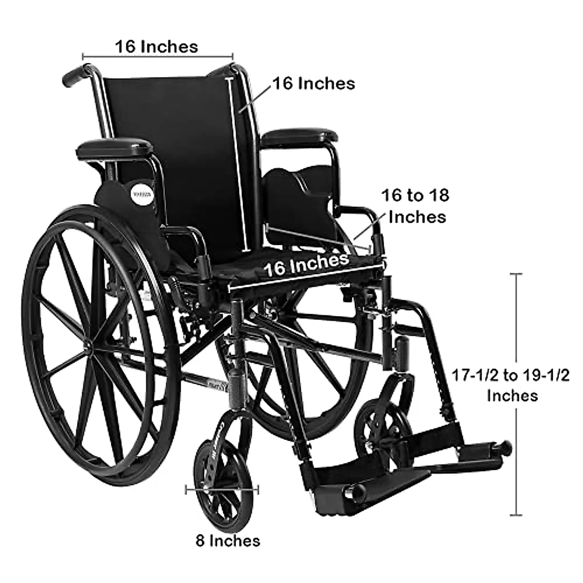 McKesson Wheelchair, Swing Away Foot Leg Rest, Desk Length Arms Flip Back, 16 in Seat, 300 lbs Weight Capacity, 1 Count