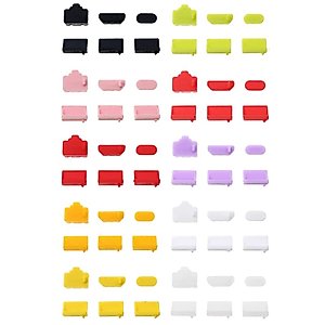 6 in 1 Silicone Host Dust Plugs Set USB RJ45 HDMI-Compatible Interface Anti-dust Cover for PS5 PS4 PS3 Game Consoles Replacement (Black)