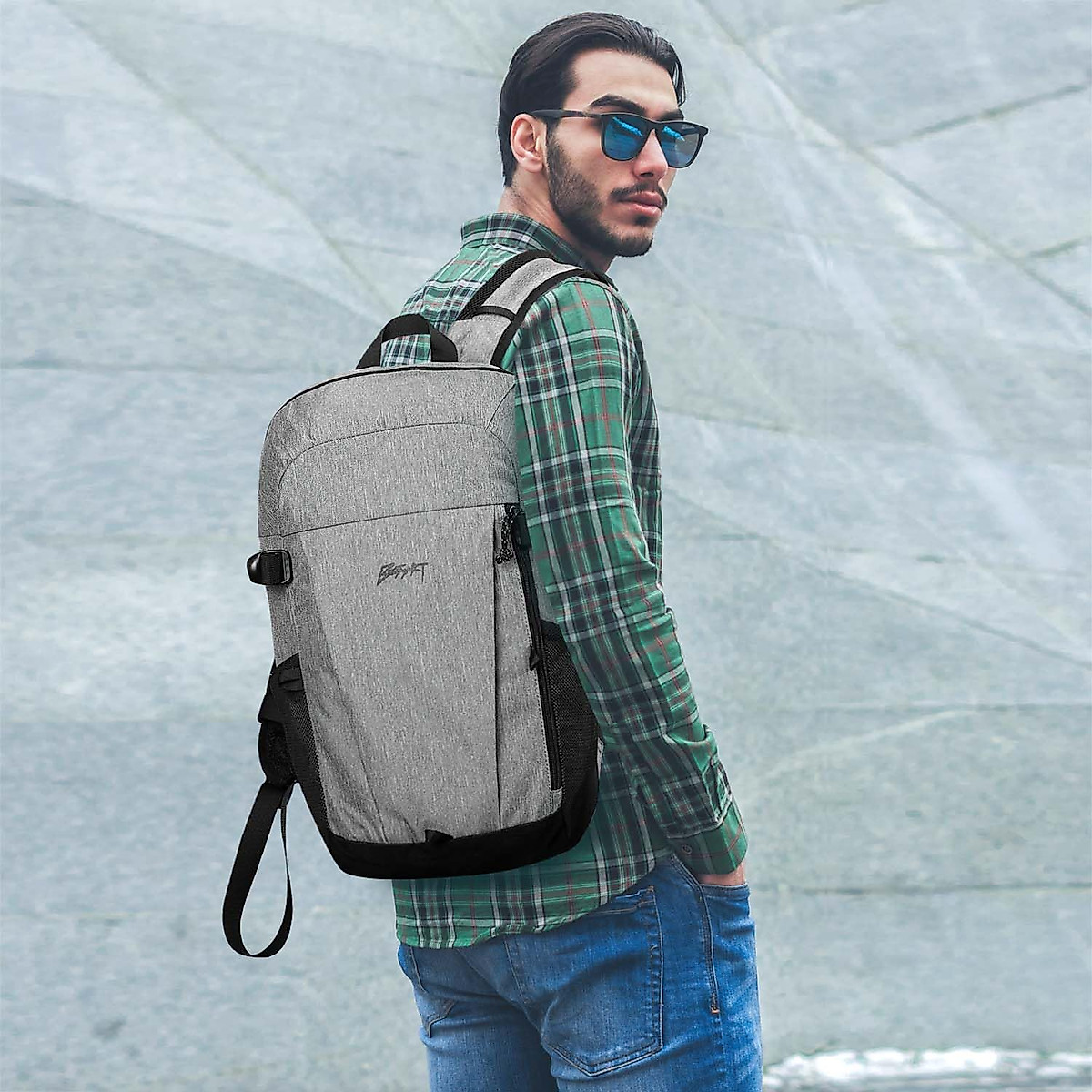 BE SMART Travel Backpack Lightweight Sport Bag Laptop Bag fits 13.5 Inches Computer for Man & Woman Durable School Book Bag for College Student for Hiking Work Business Camping-Grey