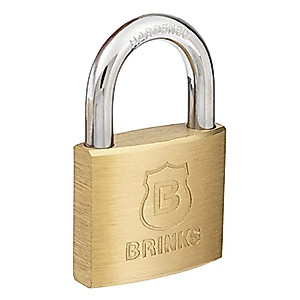 BRINKS - 40mm Solid Brass Keyed Padlock with 7/8” Shackle Clearance - Chrome Plated With Hardened Steel Shackle