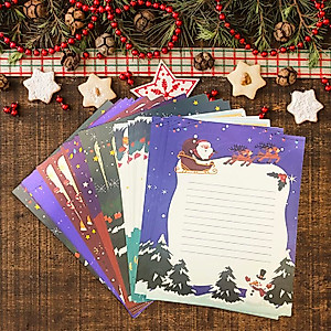 GLKTOPO 60 Sheets Christmas Stationery Paper, 8.5" x 11" Double Sided Holiday Letterhead, 6 Design Deco Writing Paper for Xmas Notes Cards Invitation Scrapbook Crafts Office School Printing Supplies