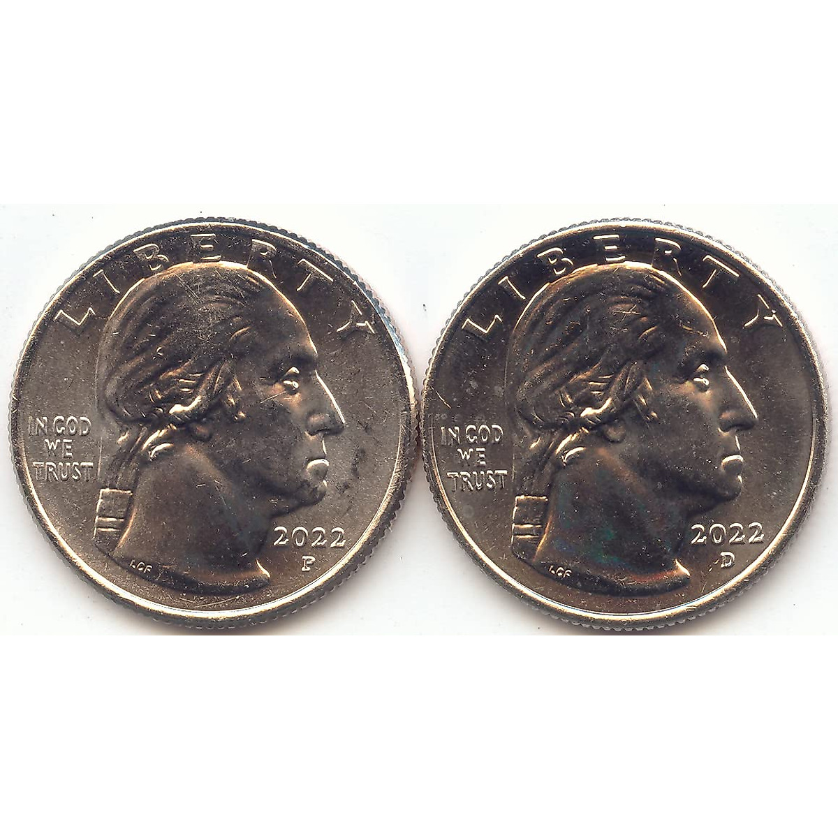 2022 P,D American Women, Washington Maya Angelou 2 Coin Set, P and D Quarter Uncirculated