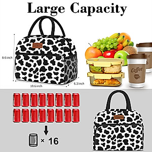 Coobiiya Lunch Bag Women, Lunch Box Lunch Bag for Women Adult Men, Small Leakproof Cute Lunch Tote Large Capacity Reusable Insulated Cooler Lunch Container for Work/Office/Picnic/Travel-Cow