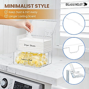 BLiSSNEST - Laundry Pods Container - Laundry Organizer - Laundry Room Organization - Acrylic Containers - Dryer Sheet Holder - Dryer Sheet Container - Laundry Detergent Organizer - Laundry Pod Holder