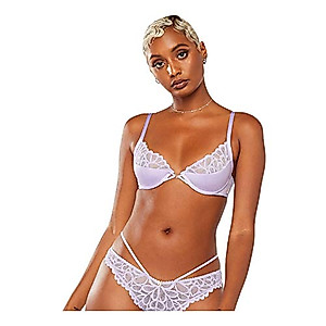 Savage X Fenty, Women's, Missy Savage Not Sorry Half Cup Bra with Lace, Lavender, 32DDD