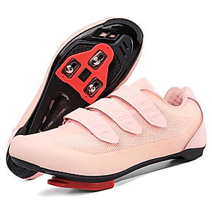 Mens Womens Indoor Cycling Shoes Compatible with Peloton Bike Shoes Cycling Shoes with Delta Cleats Clip Outdoor Pedal SPD Road Bike Shoes,Pink