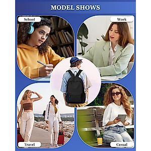 School Backpack for Teen Girls,Simple School Book Bag Waterproof High School Backpack for Boy Middle Student Bookbag College Backpack for Women Men Casual Daypack Travel Aesthetic Backpacks Black