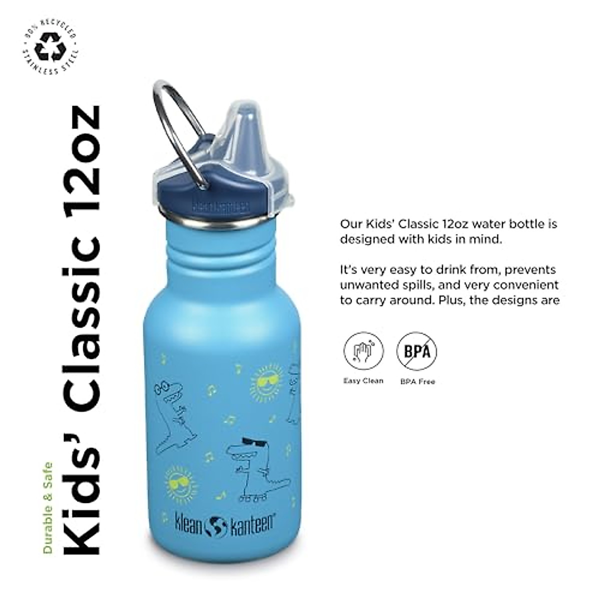 Klean Kanteen Kid Classic Narrow 12oz (w/Sippy Cap) Gators
