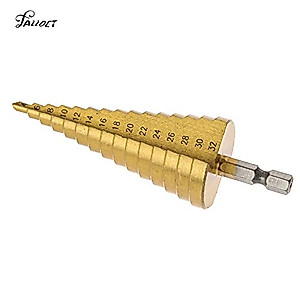 Tameco 32mm Titanium Step Drill Bit Mini Drill Hex Hole Cutter HSS Power High Speed Steel Drilling Tool Stepped Drills for Metal Wood