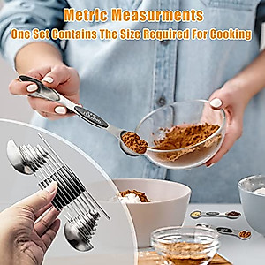 [9 Pack] Magnetic Measuring Spoons Set Dual Sided Measuring Scoop with Leveler Stainless Steel Measuring Spoons Kitchen Utensils Gadgets for Dry or Liquid Food