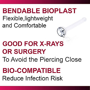 bodyjewellery 4pcs 20g 0.8mm straight nose rings Flexible Acrylic Nostril Screw Rings Piercing Studs 2.5mm Crystal BOAV - CR LSP SP AQ