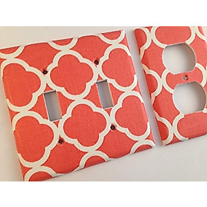 Coral White Quatrefoil Light Switch Cover Various Sizes Offered