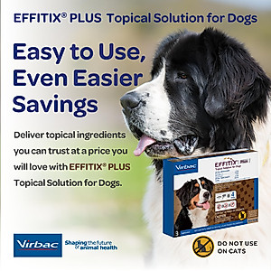 Effitix Plus Topical Solution for Dogs - for Dog Flea and Tick for X-Large Dogs (89-132lbs), 3 Doses, Waterproof Topical Prevention (by Virbac)