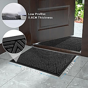 Yimobra Door Mat Outdoor Entrance, Heavy Duty Durable Front Welcome matt for Outside Home Entry, Back Patio Floor Porch Garage Office, Low Profile, Easy Clean, Waterproof, 29.5 x 17, Black