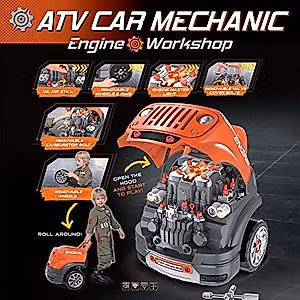 The Bubble Factory ATV Car Mechanic Engine Workshop Remote Control Car with Lights and Realistic Sound Effects - 3 Years+