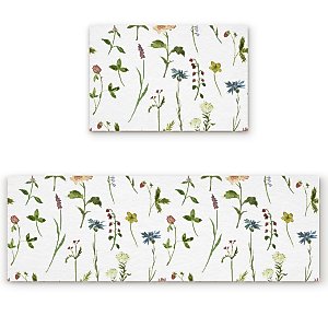 Kitchen Rugs and Mats Set Wildflower Bellflower Flower Collection 2 Pieces Non-Slip Kitchen Mat Rubber Backing Doormat Runner Rug Set Durable and Absorbent Floor Mat for Home 15.7x23.6in+15.7x47.2in