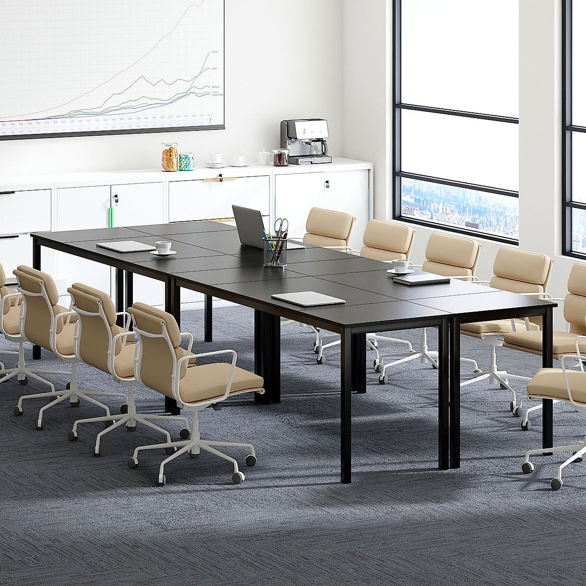 soges 70.8 Inch Stylish Computer Desk, Large Executive Office Desk, Simple Study Writing Desk, Workstation Business Furniture for Home Office, Black