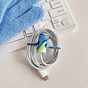 LUOCY 2 in 1 Data Cable Protector, 1/11Pcs Cute Silicone Data Cable Winder, Mini Data Cable Protective Cover, Phone Charger Data Cable Anti-Break Protection Storage Tool (G)