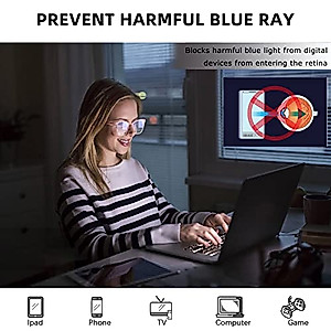 Blue Light Blocking Glasses for Women Men, Ultra Light Computer/TV/Gaming Glasses, Anti Eyestrain UV Glare, Non-Prescription
