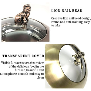 HONHPD Commercial Round Chafing Dish, 4 Pack Stainless Steel Chafers and Buffet Warmers Sets with Pans and Fuel Holders, for Wedding, Parties, Banquet, Catering Events, Bronze(26CM/10.24INCH)