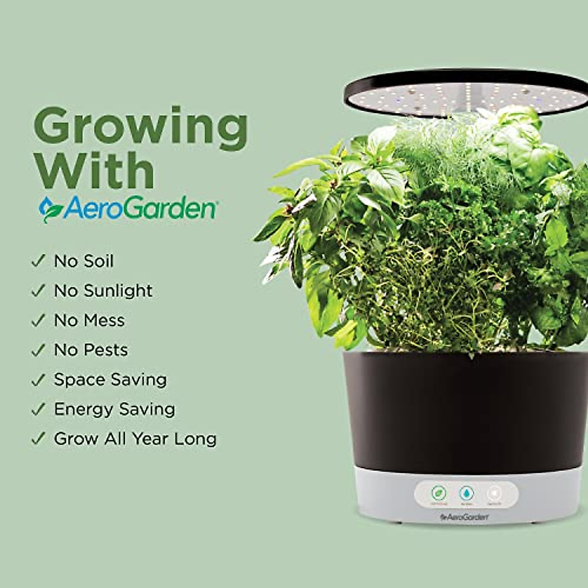 AeroGarden Harvest 360 with Gourmet Herb Seed Pod Kit - Hydroponic Indoor Garden, Black