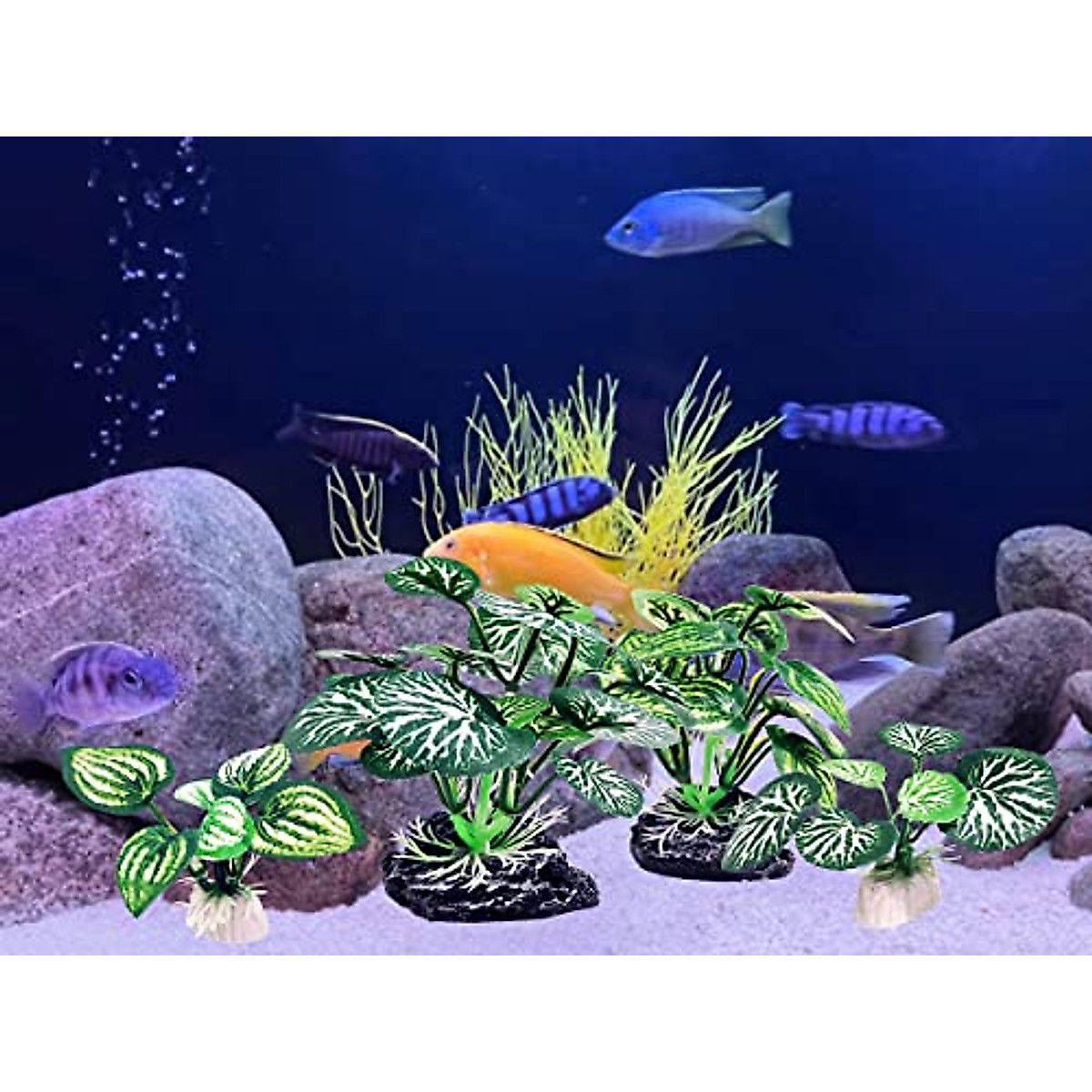 Vtapliea 4PCS Aquarium Plants Betta Fish Tank Decorations Small Size Soft Faux Silk Aquarium for Hiding Fish Reptil