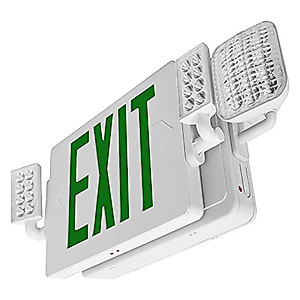 LFI Lights - Thin Hardwired All LED Combo Exit Sign Emergency Light - Green Battery Backup - UL Listed - COMBOTG (1 Pack)