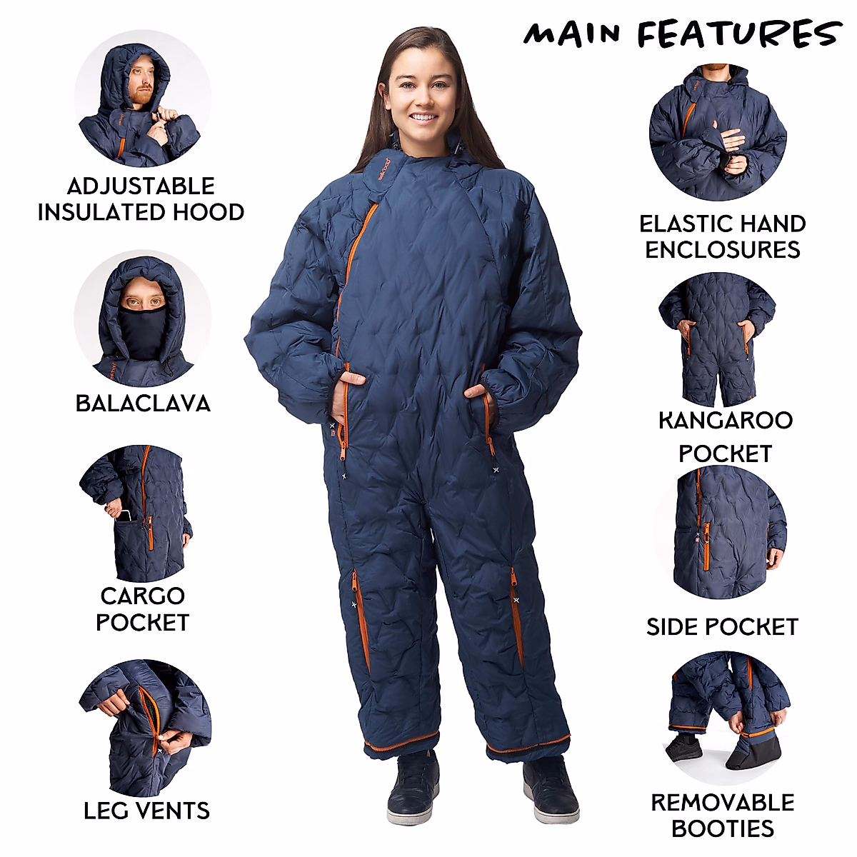Selk'bag Pro Wearable Sleeping Bag I Outdoor and Indoor Sleeping Bag for Camping, RV Trips, Travelling, Hammocks, Backpacking, Lounging - Blue Navy - Large
