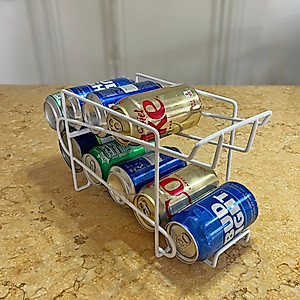 FixtureDisplays® Stylish Soda Can Beverage Dispenser Rack, Dispenses 10 Standard Size 12oz Soda Cans and Holds Canned Foods 16938-NF