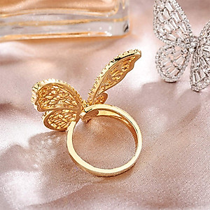 Cubic Zirconia Butterfly Ring Sparkling Crystal Bow-Knot Knuckle Ring Wedding Jewelry for Women