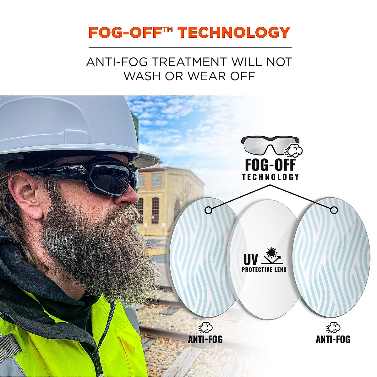 Ergodyne - 56033 Skullerz Loki Convertible Anti-Fog Safety Sunglasses, Smoke Lens- Includes Gasket and Strap to Convert to Goggle Anti-fog Smoke Lens, Black Frame