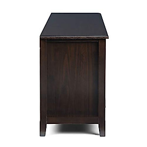 SIMPLIHOME Burlington SOLID WOOD 72 inch Wide Transitional TV Media Stand in Mahogany Brown For TVs up to 80 inches for the Living Room and Entertainment Center