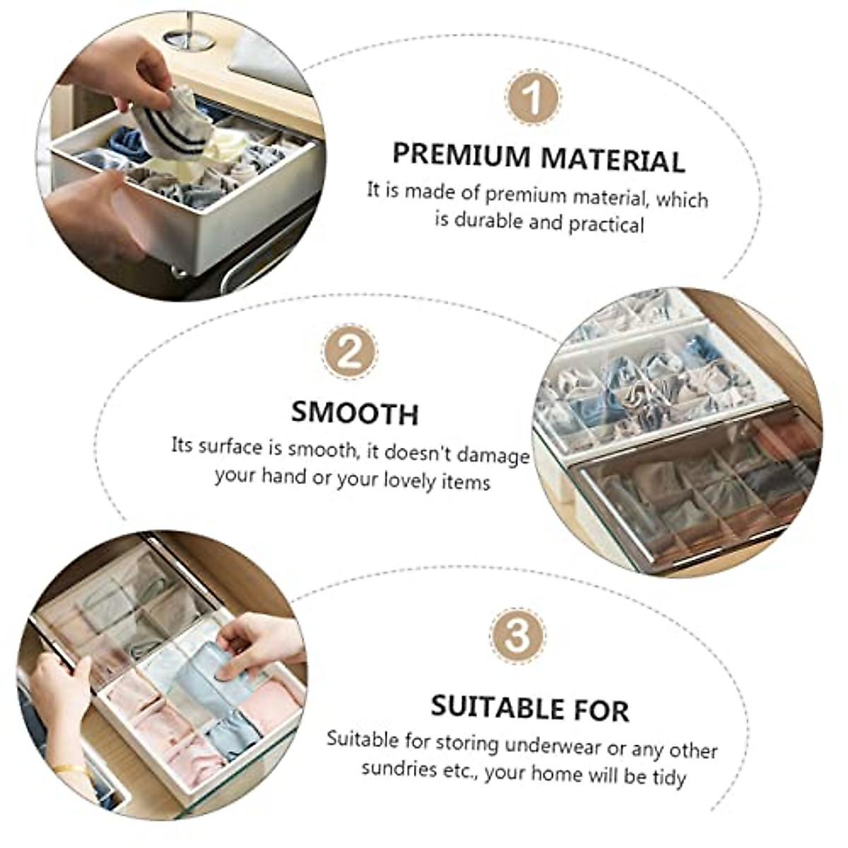 FONDOTIN 1Pc Box Storage Box plastic drawer plastic tray wall mounted drawers underwear sock organizer DIY underwear storage Socks Storage Container pp Underwear Storage Bin tie drawer box