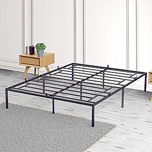 Alkmaar Queen Bed Frame,14 Inch Black Metal Queen Bed Frame,No Box Spring Needed Queen Size Platform Bed Frame (Queen)