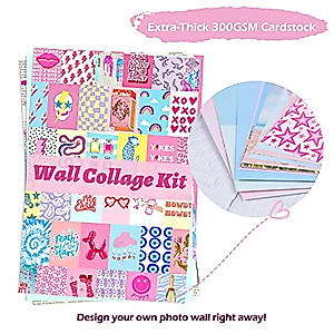 KOSKIMER Preppy Wall Collage Kit Aesthetic Pictures, 70 Set 4x6 Inch, Preppy Room Decor Aesthetic, Trendy Pink Photo Collage Kit, Cute Posters for Dorm Bedroom, Preppy Things for Teen Girls