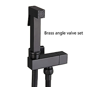 Black Handheld Bidet Sprayer for Toilet, Wall Mounted Toilet Bidet Sprayer Kit Brass Single Cold Water Bathroom Cloth Diaper Sprayer Set for Personal Hygiene,Stainless Steel Hose (Color : Stainless S