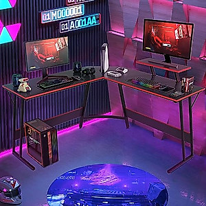 BORGEBY L Shaped Desk, Gaming Desk, Corner Computer Desk with Monitor Shelf, Home Office Desk with Large Desktop, Pc Desk for Working/Gaming/Sturdy/Writing, Corner Desk