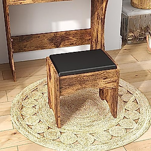 Vanity Desk with Mirror and Lights, Vanity Set Makeup Vanity Table with Adjustable Lights One Drawer Storage Makeup Table with Stool Vanity Desk for Bedroom (Brown)