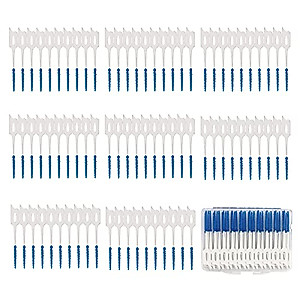 120 Pcs Disposable Interdental Brush Toothpick Dental Tooth Cleaning Tool for Oral Deep Clean Health Care (White-Blue)