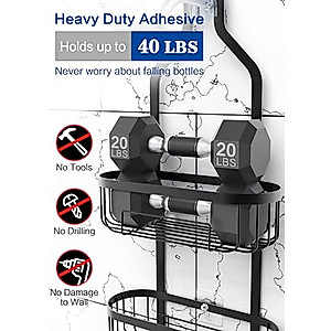 Turfson Shower Caddy Hanging Over Shower Head,Shower Organizer Hanger Storage Rack Shelf For Inside Shower Wall Shelves Baskets With Soap Shampoo Holder Organization For Bathroom Black