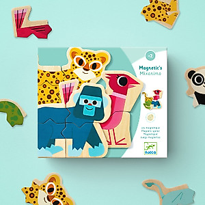 DJECO Mix & Match Animal Magnets - Silly Creatures, Endless Fun for Home, School or Gifts - Fun & Creative for Family & Friends, Educational Wooden Toys for Preschool, Kids 2+