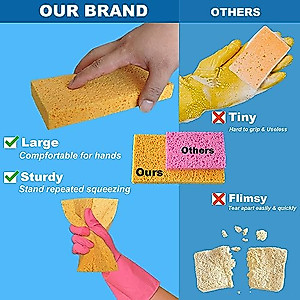 Large Kitchen Sponges for Dishes,Pop Up Eco Friendly Bathroom Cleaning Sponge for Countertop,Tiles,Walls,Floors,Natural Compostable Scrubber for Dish,Car,Kayak,Compressed Cellulose Sponges 6 Pack
