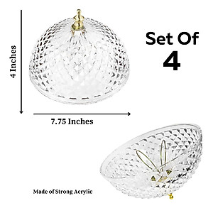 Evelots Clip On Shade for Ceiling Light Bulb or Lamp-4 Pack-Antique-Diamond Cut-Acrylic
