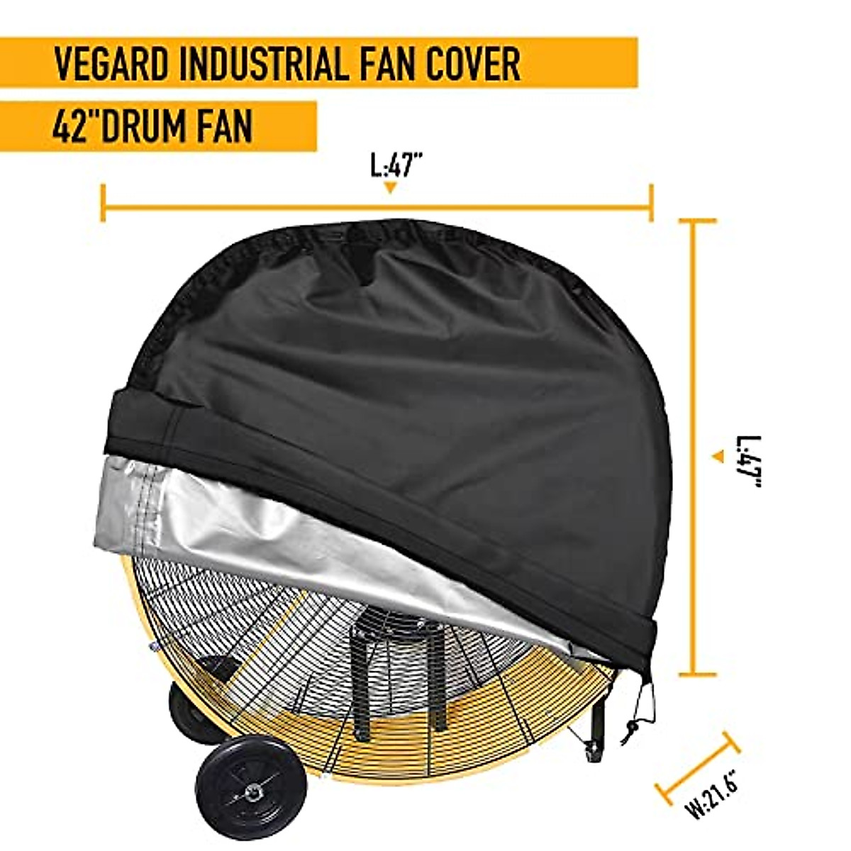 VEGARD Industrial 42" Direct-Drive Drum Fan Cover,Outdoor Fan Cover, Belt Drive Drum Fan Cover, Waterproof&Dustproof Cover for 42" Direct-Drive Drum Fan,High Capacity Barrel Fan,Commercial Floor Fan