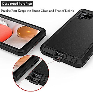 Compatible with Samsung Galaxy A42 5G Case,with Screen Protectors,Heavy Duty Rugged Shockproof Full Body Protection Kickstand Case with Belt Clip Holster for Samsung Galaxy A42 5G (Black)