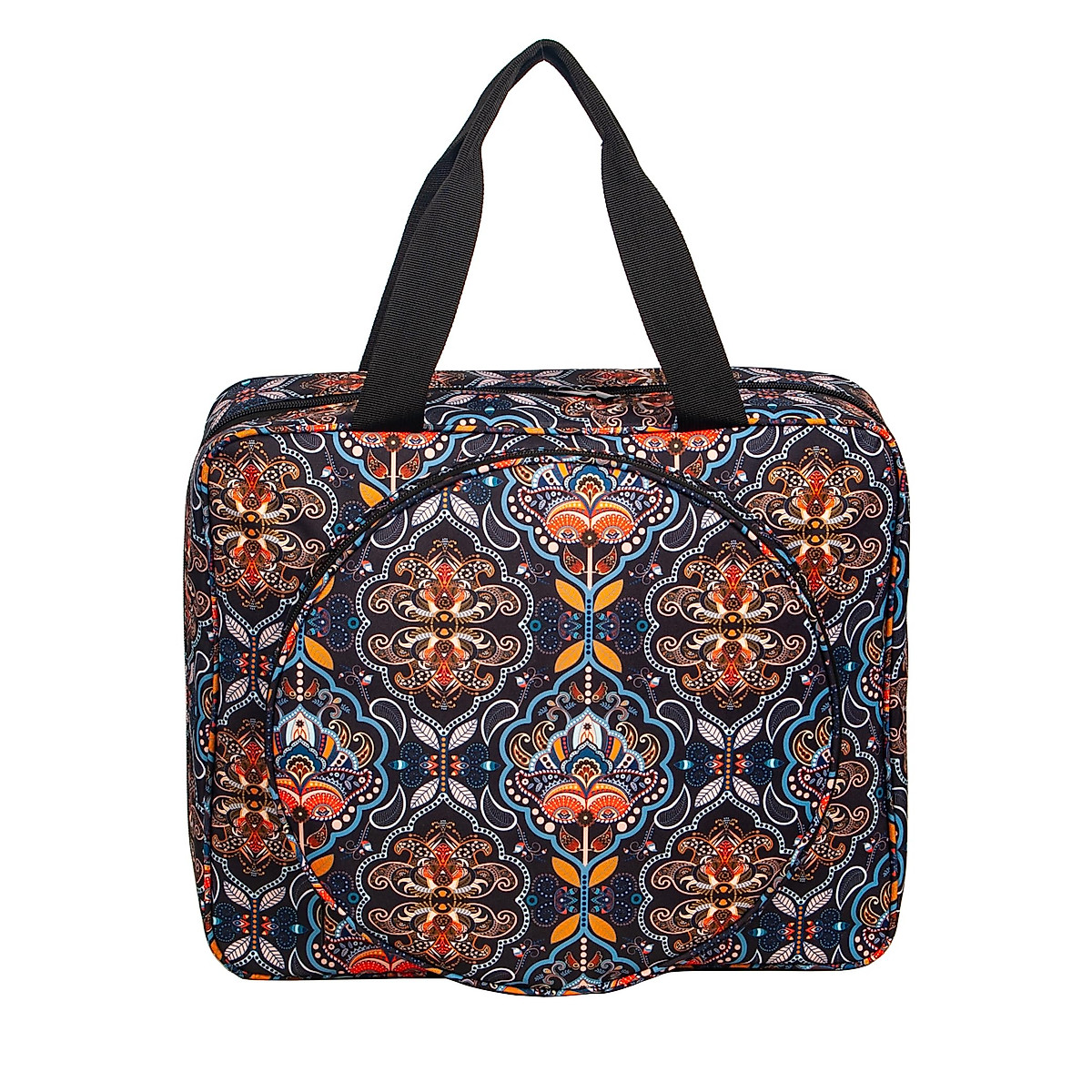 Remobia Hicol Portable Craft Kits Storage Bag Cross Stitch Starter Kits Bag Embroidery Project Bag Embroidery Tool Storage Tote Bag with Multifunctional Pockets, Bag Only (Colorful Pattern)