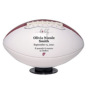 Personalized Baby Birth Announcement Football Keepsake for Newborn Baby Boy or Baby Girl, Customized with Baby’s Information for Baby Shower, Gender Reveal Party, or Nursery Decor